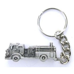 Pewter Fire Engine Key Chain - Support Firefighter Pride