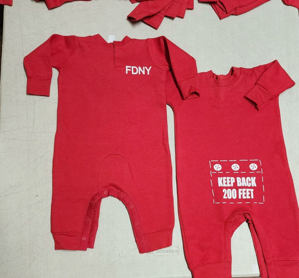 Baby red onesies KEEP BACK 200 FEET