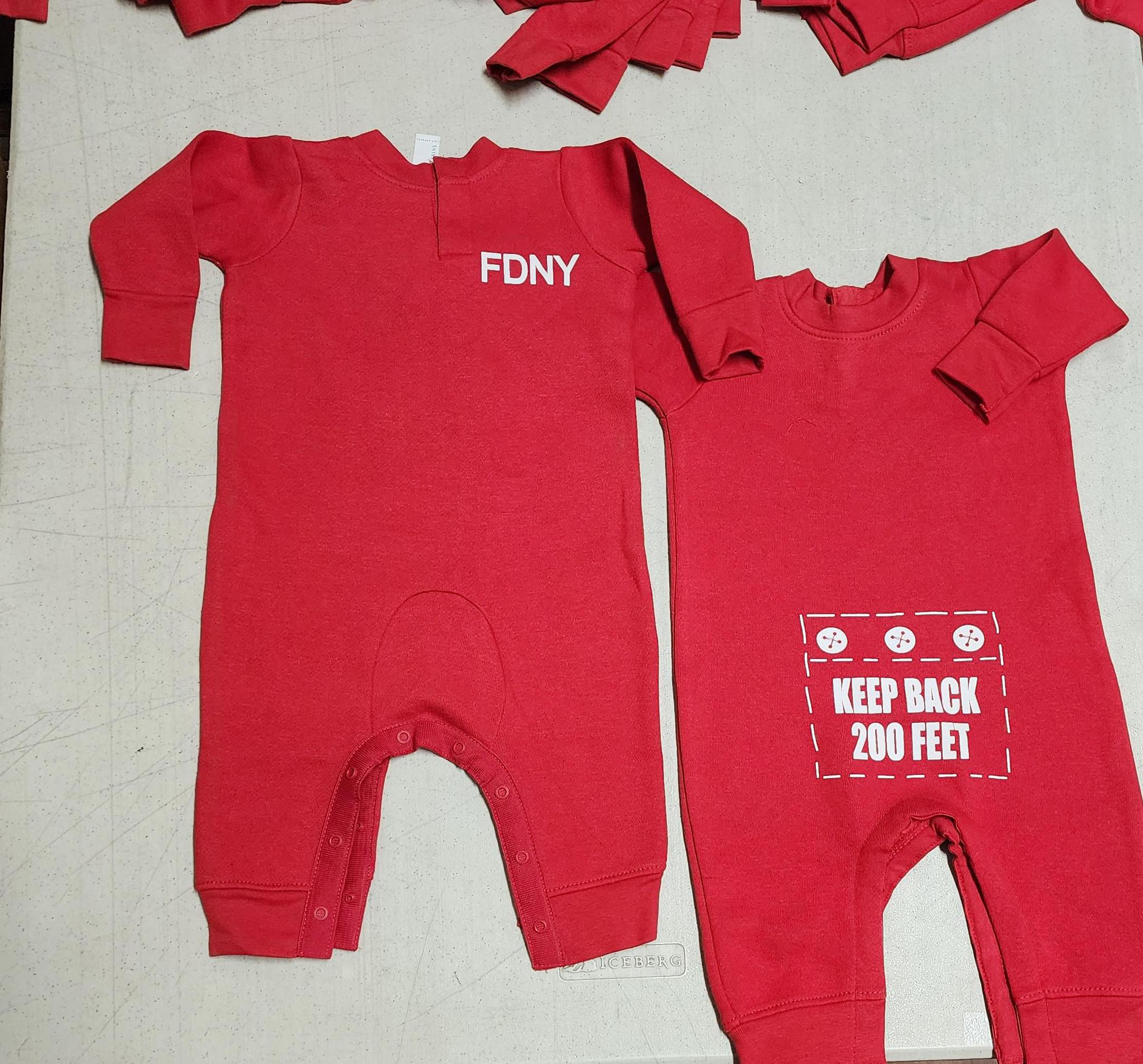 Baby red onesies KEEP BACK 200 FEET